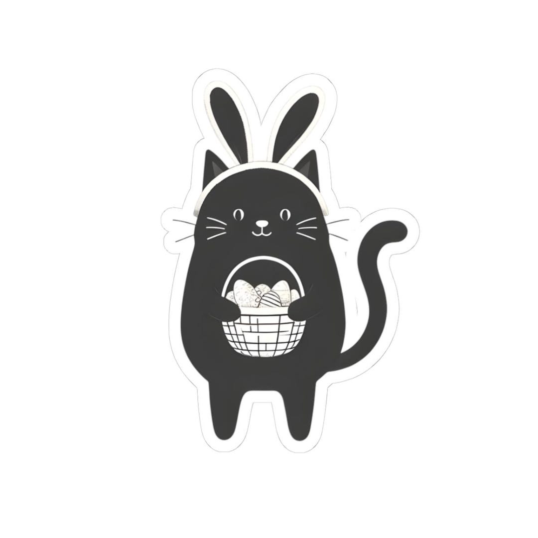 Easter Bunny Cat Sticker, Kitty With Bunny Ears Stickers, Cute Easter ...