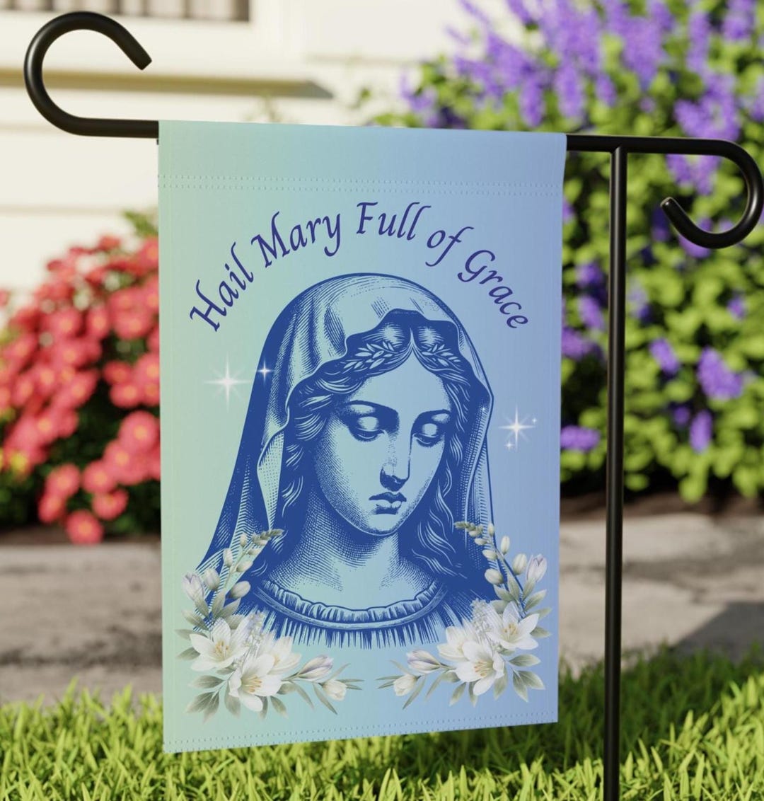 Hail Mary Full Grace Marian Garden & House Banner | Religious Yard Flag ...