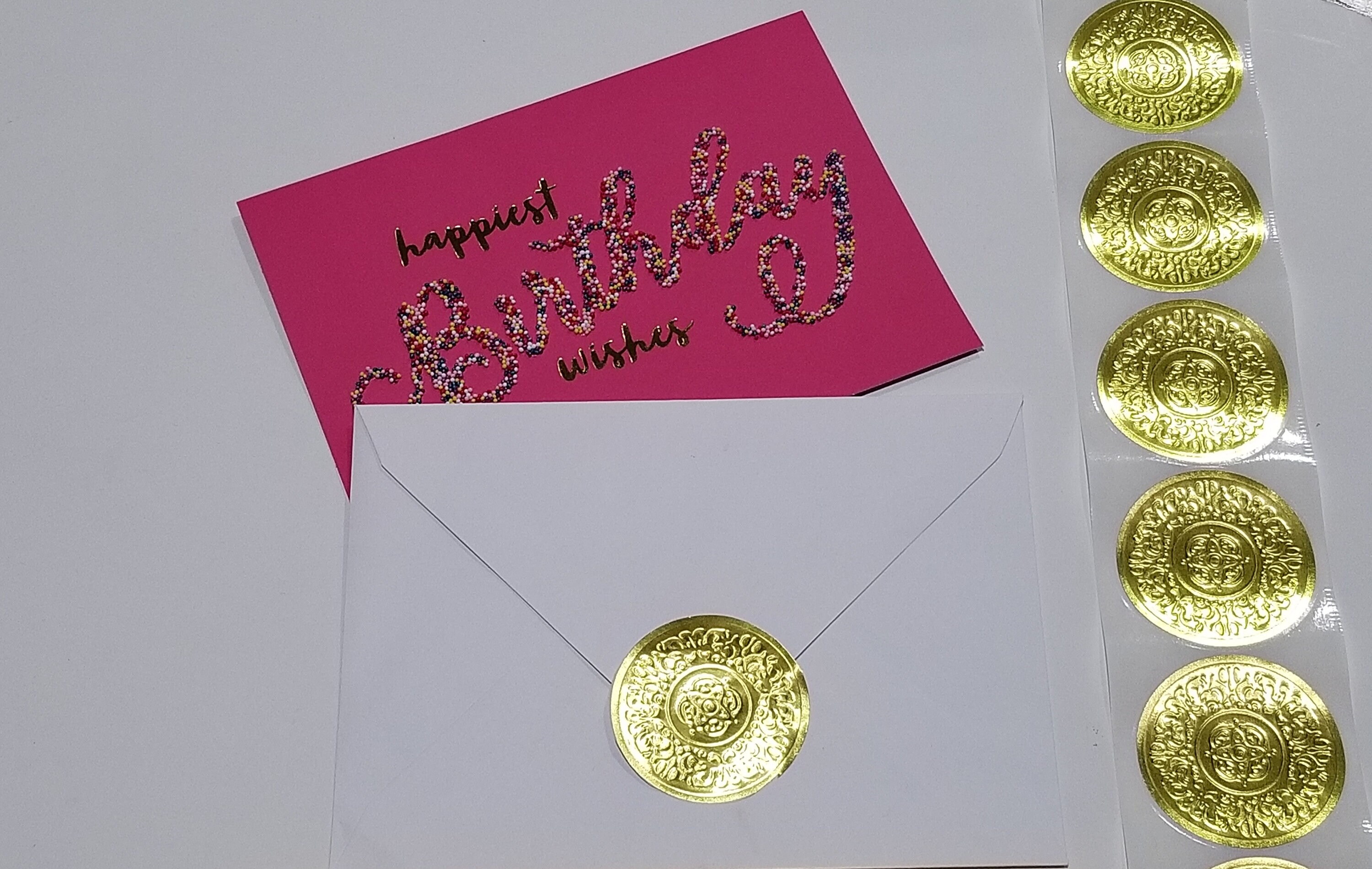 Embossed Foil Sealer- Golden Medallion Stickers- Envelope Sealer- 2 ...