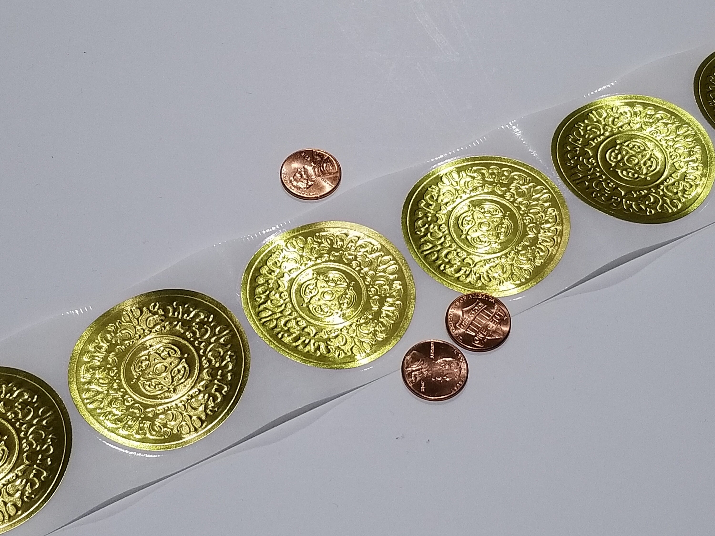 Embossed Foil Sealer- Golden Medallion Stickers- Envelope Sealer- 2 ...