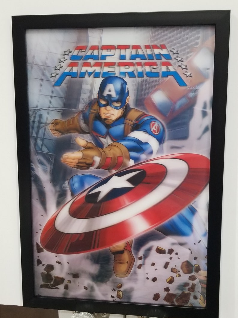 Captain America Holographic Wall Art- Superhero- Captain America 3D ...