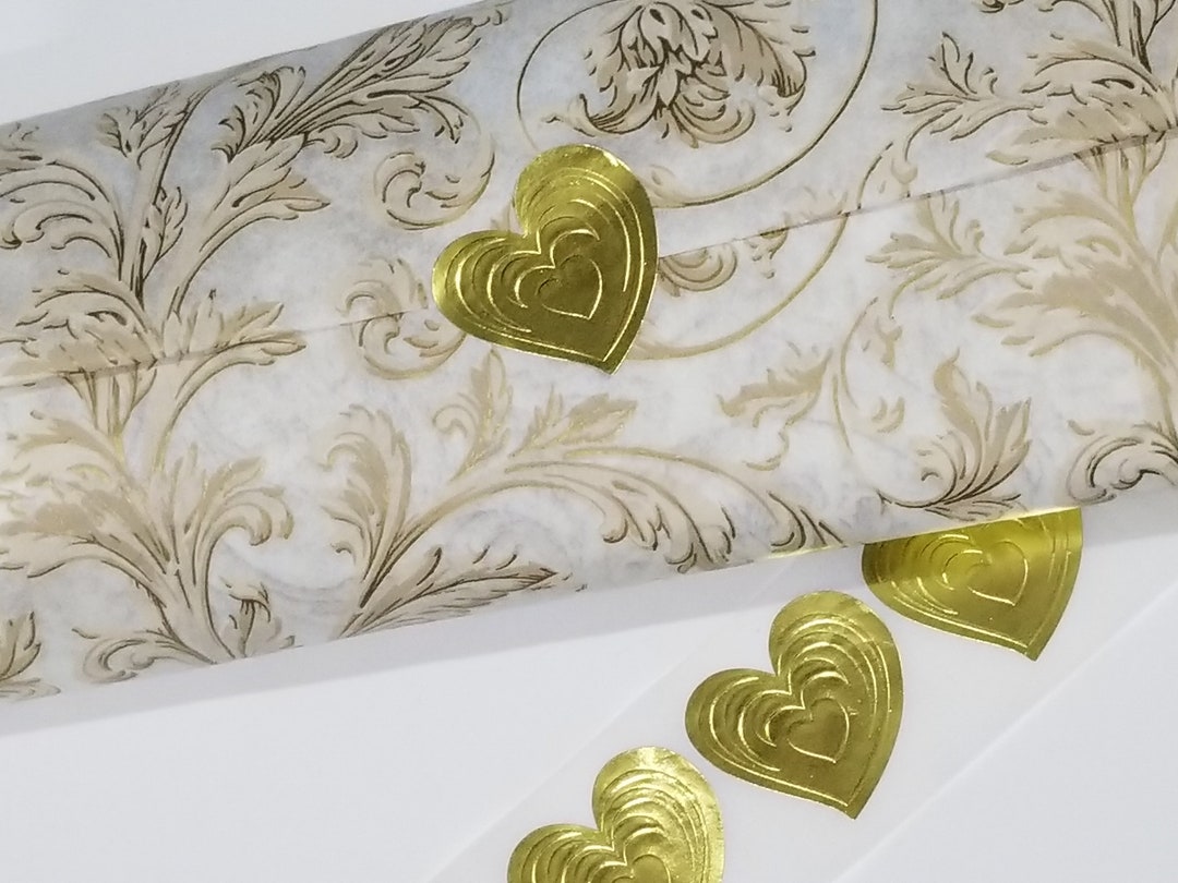 Heart Gold Foil Stickers- Embossed Gold Foil Sealer- Golden Medallion ...