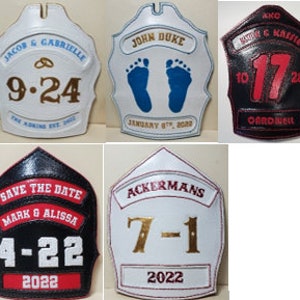 CUSTOM LEATHER Shield Front Patch Plaque Custom Made Leather Fireman ...