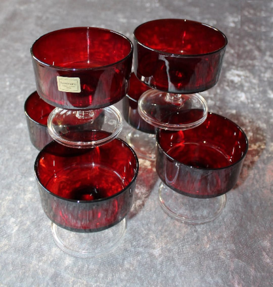 Vintage 6 Luminarc Robin Red Champagne Glasses / Cups - Etsy