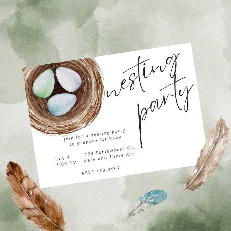 Nesting Party Invite, Nesting Shower Invitation, Baby Shower, Baby ...