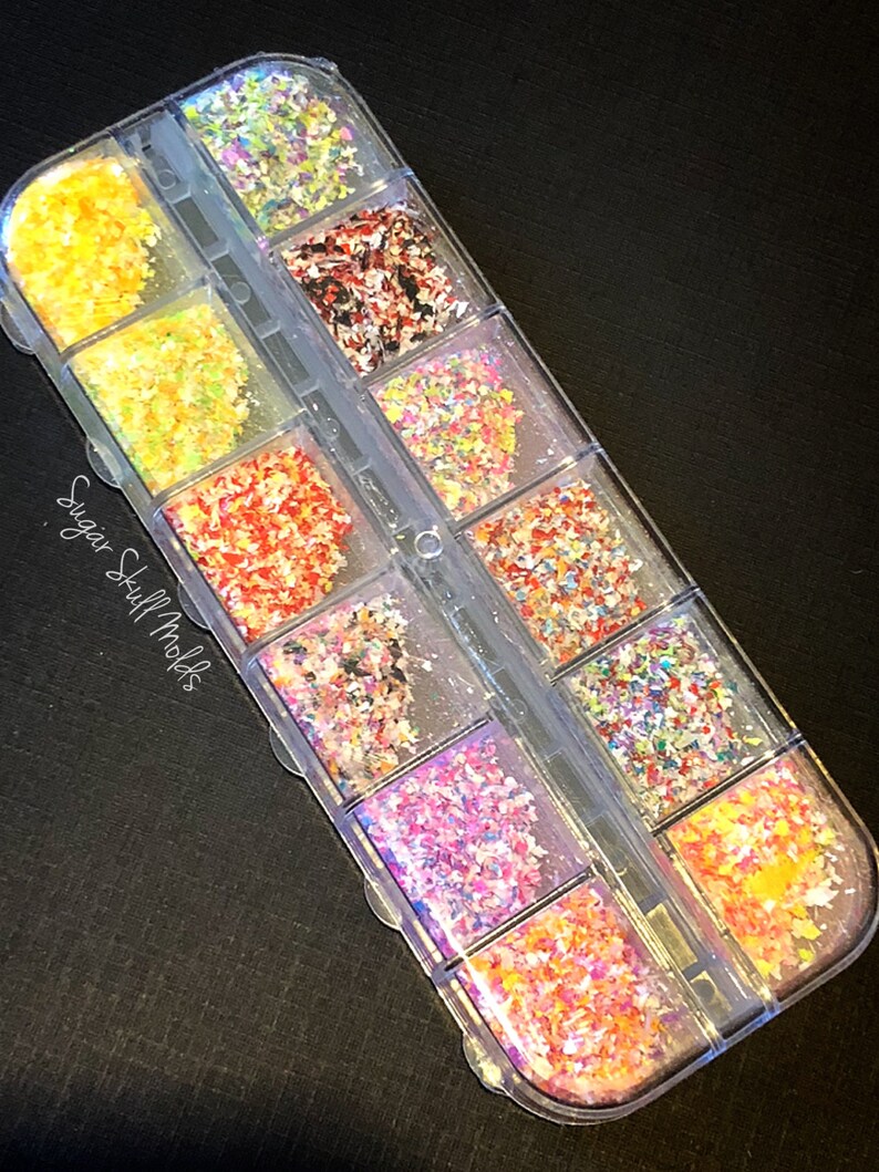 12 Asst Color Party Mix Shard Glitter Set - Etsy