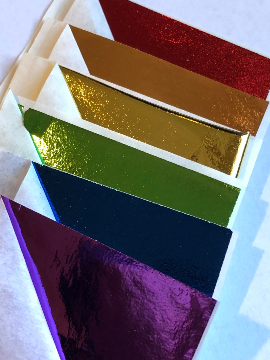 30 Sheets of Rainbow Composition Metal Foil Leaf Sheets Red Orange Gold ...