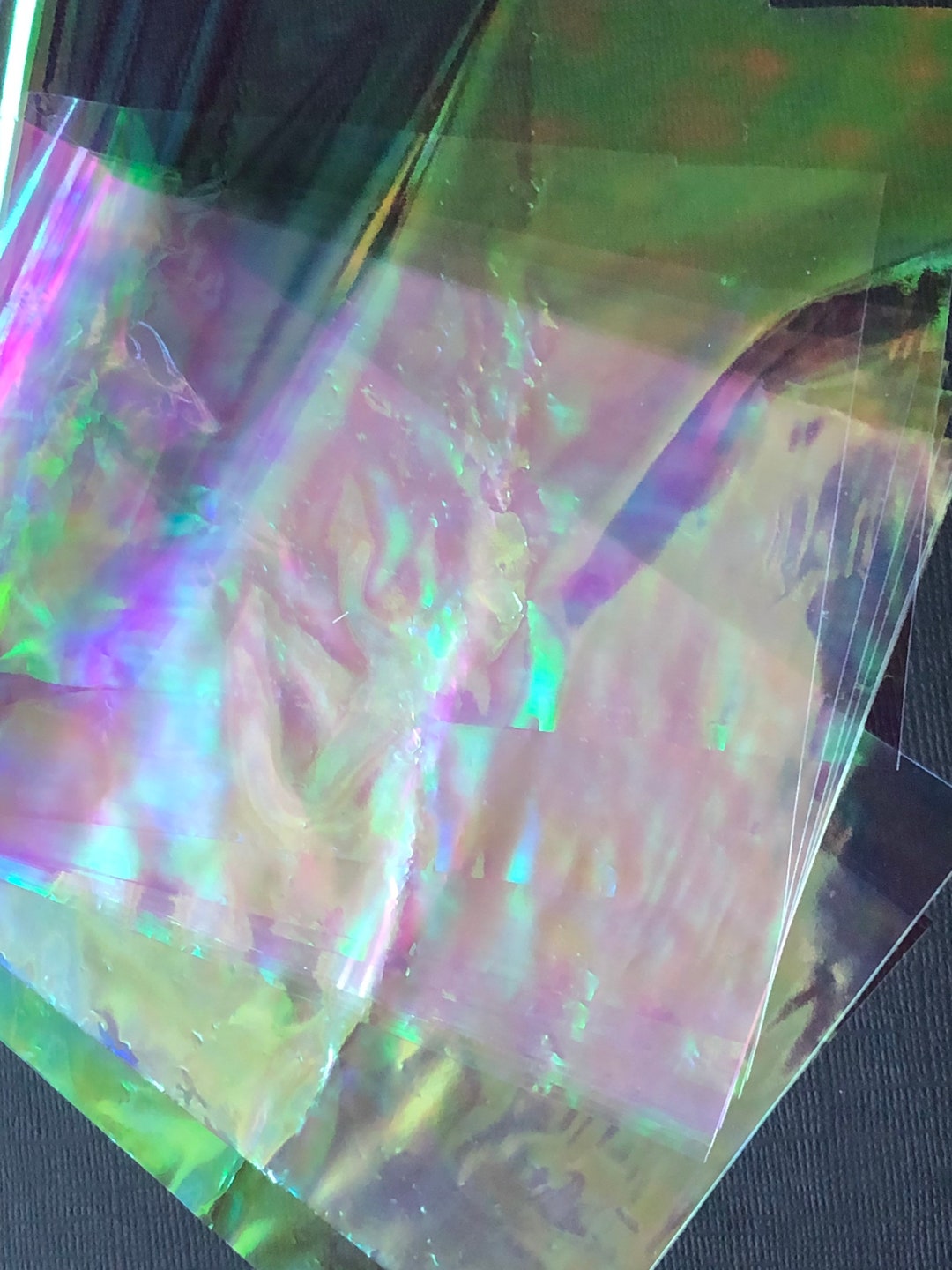 20pc Iridescent AB Cellophane Film Faux Dichro Sheets for Resin Crafts ...