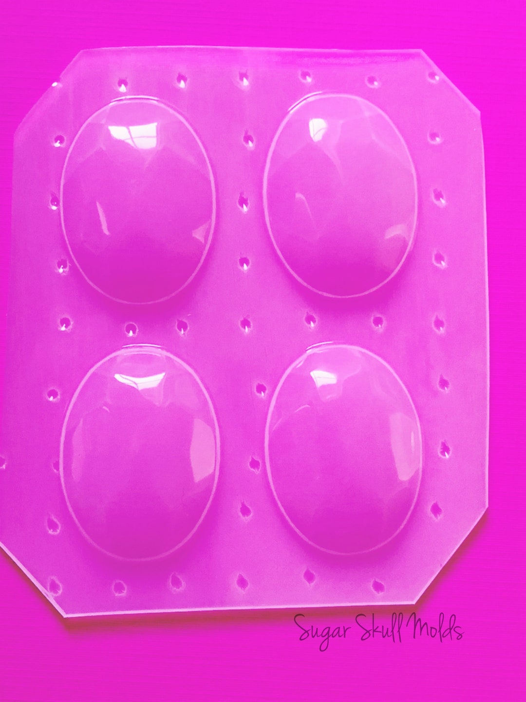 4pc Faceted 40x30mm Oval Cameo Shape Gems Jewel Shapes Flexible Plastic ...