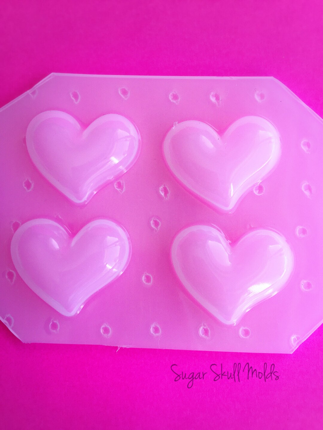 4pc Mini Kawaii Puffy Askew Floating Heart Cabochon Flexible Plastic ...