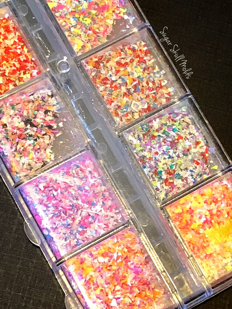 12 Asst Color Party Mix Shard Glitter Set - Etsy