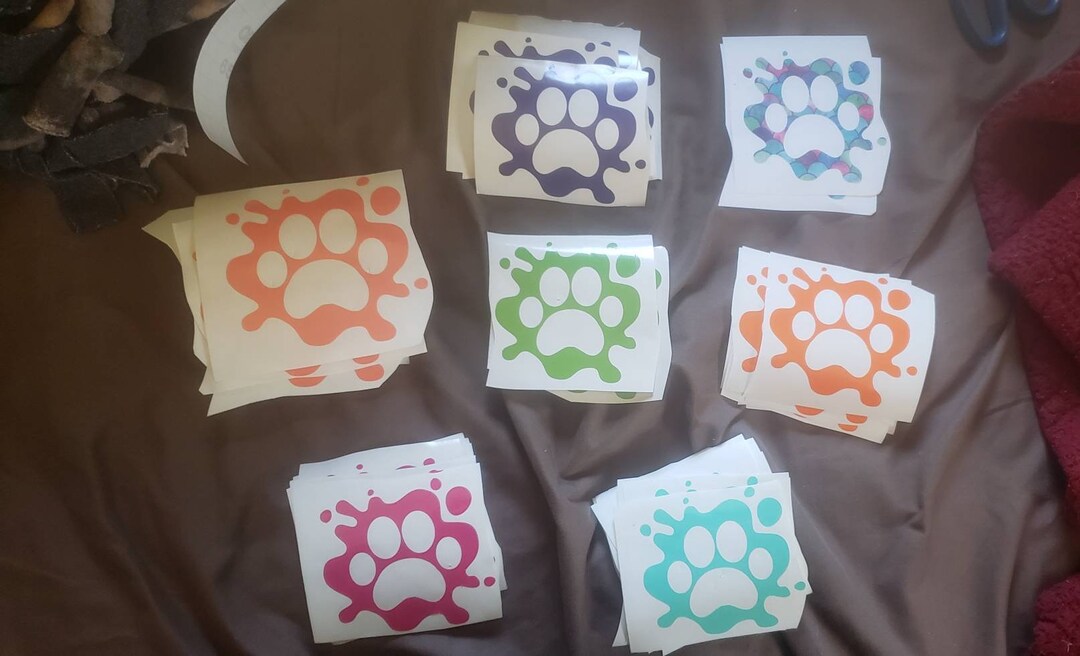Paint Splatter Paw Prints- Assorted Colors - Animal- Paw Prints - Etsy