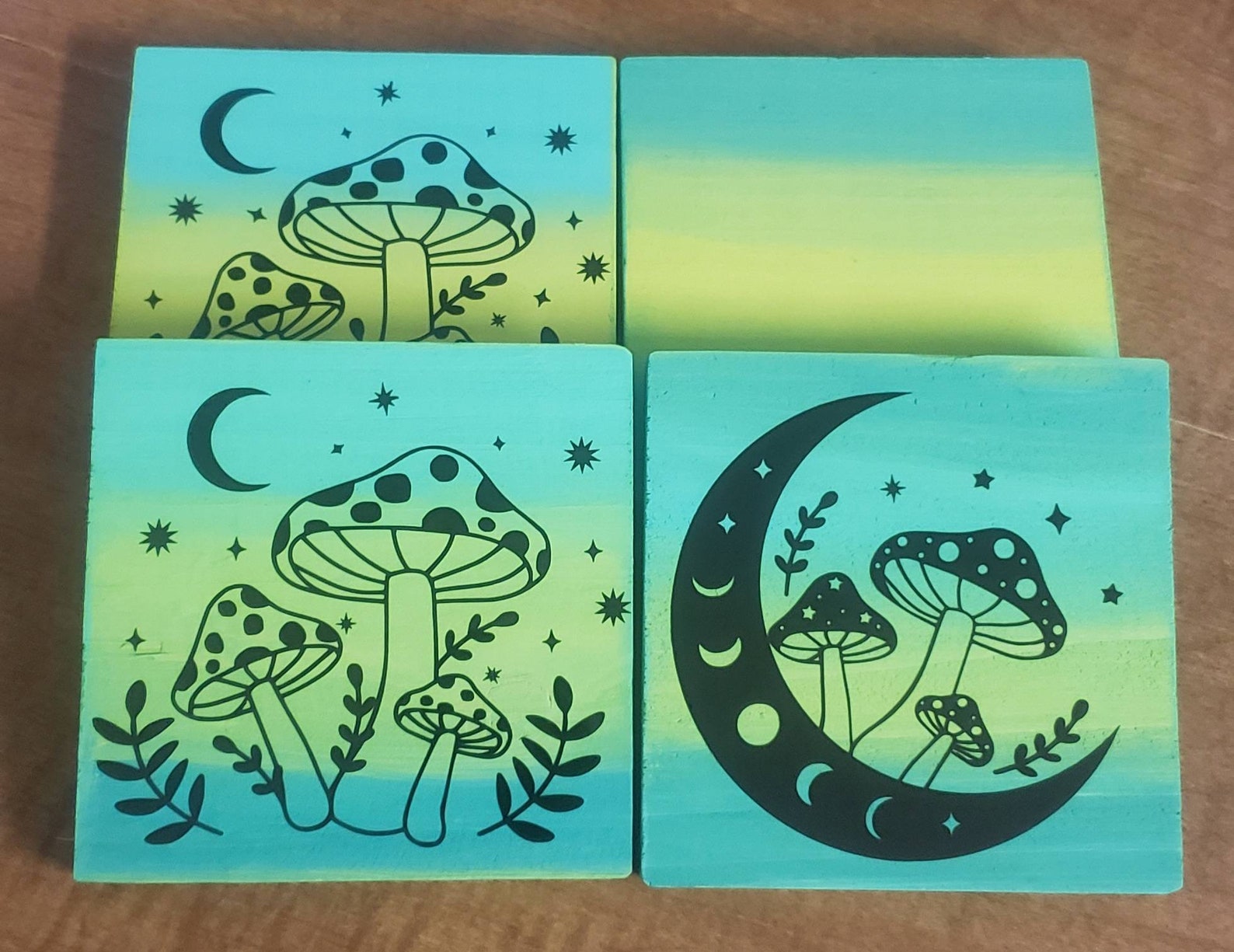 Ombre Mushroom Coasters- Hand Painted- Coasters - Etsy