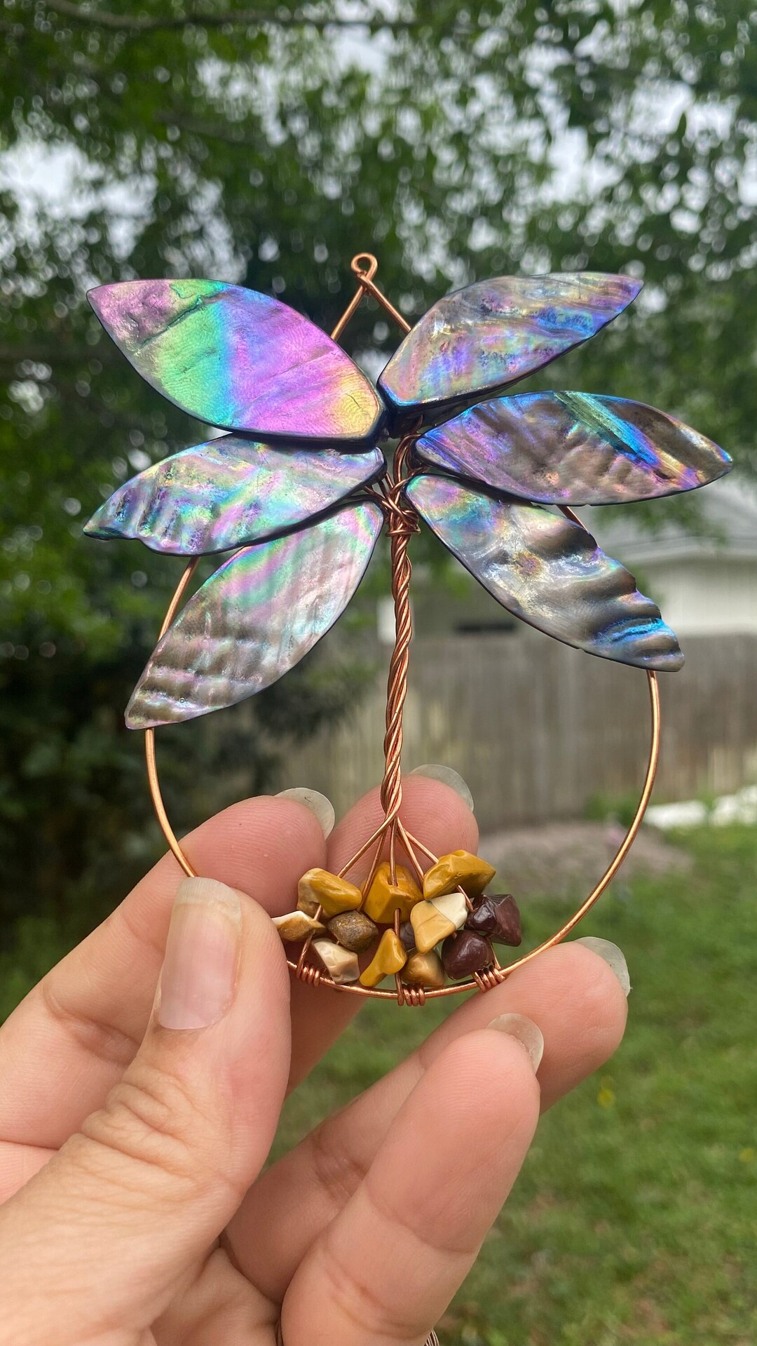 Palm Tree of Life Pendant Shell With Mookite - Etsy