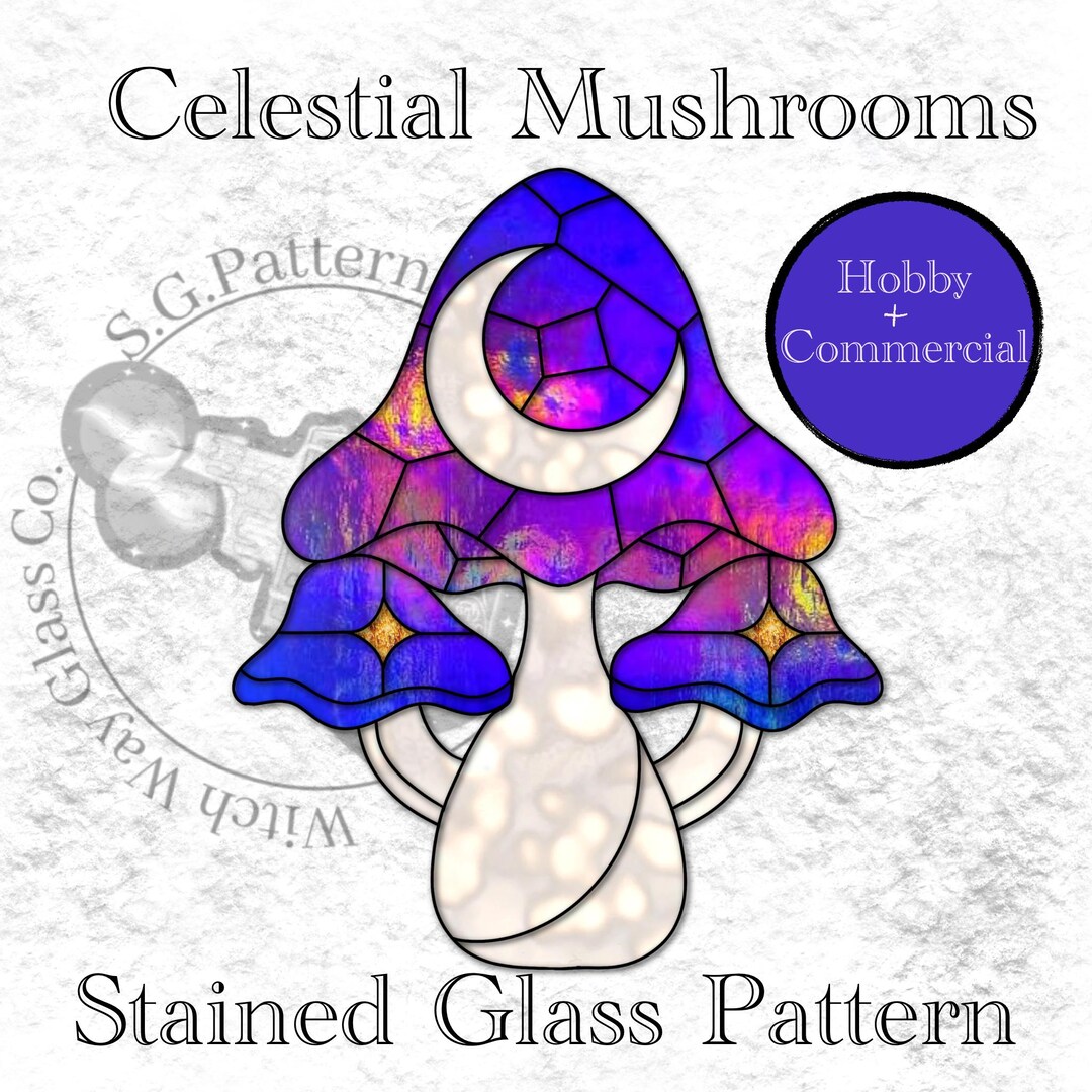 Celestial Mushroom Stained Glass Pattern: Witchy DIY Project (instant ...