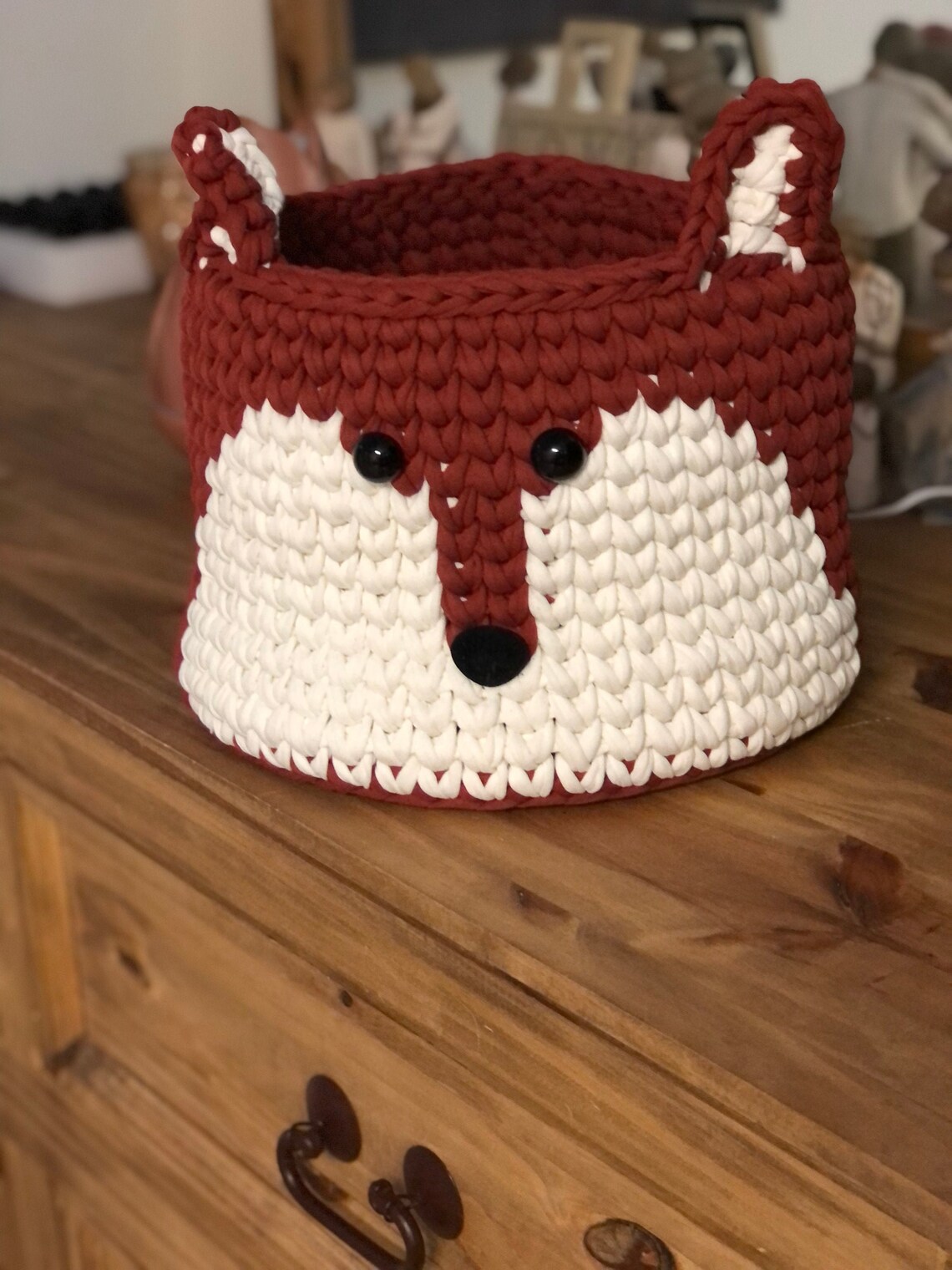 Large Crocheted Fox Storage Basket Toy Storage Basket | Etsy