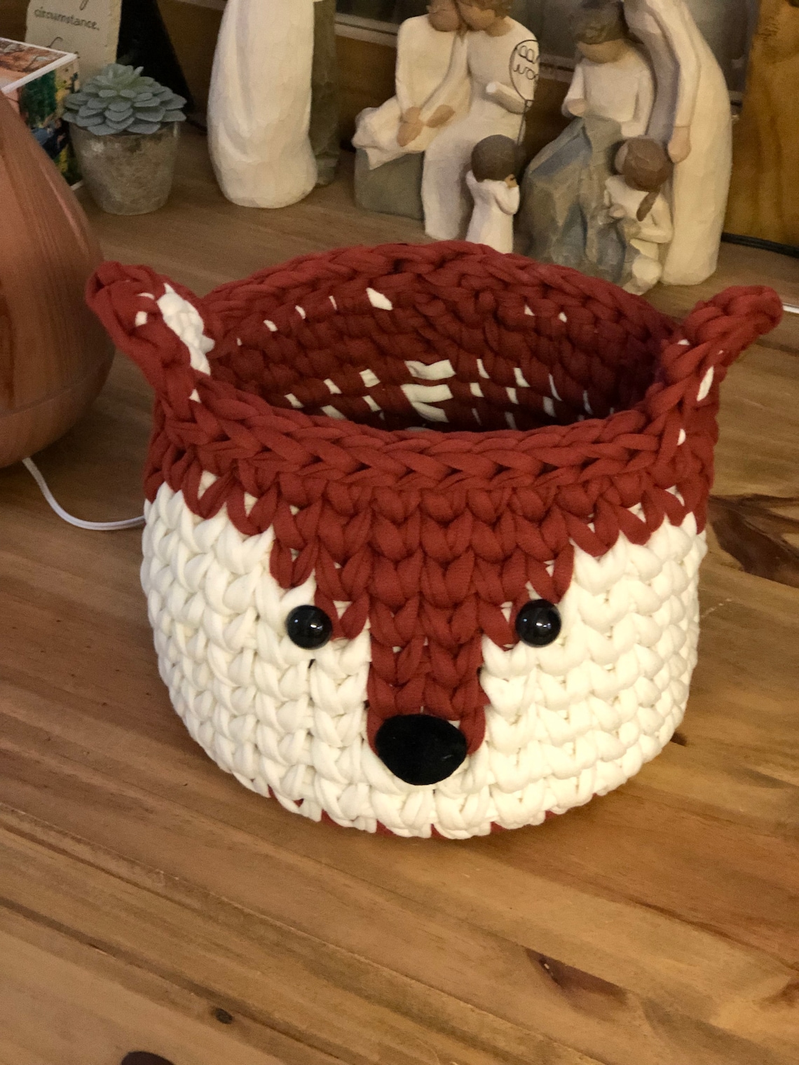 Rust Crocheted Fox Basket Crocheted Fox Storage Basket | Etsy