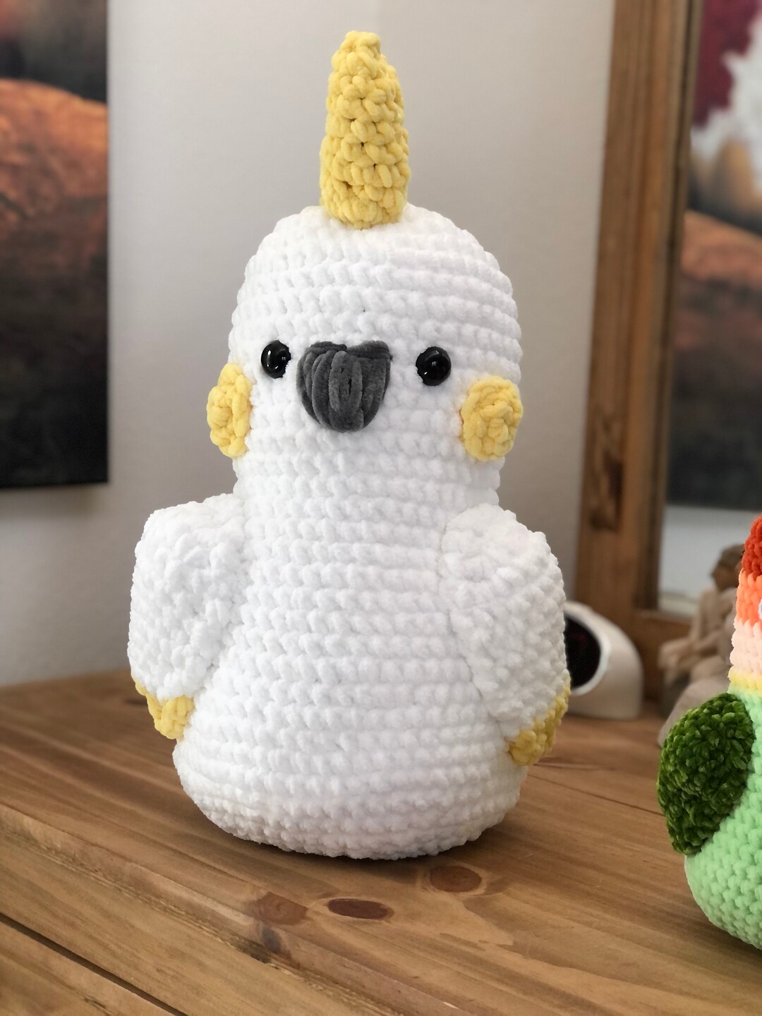 Huge Adorable Crocheted White Cockatoo Crocheted Toys Awesome Gift for ...