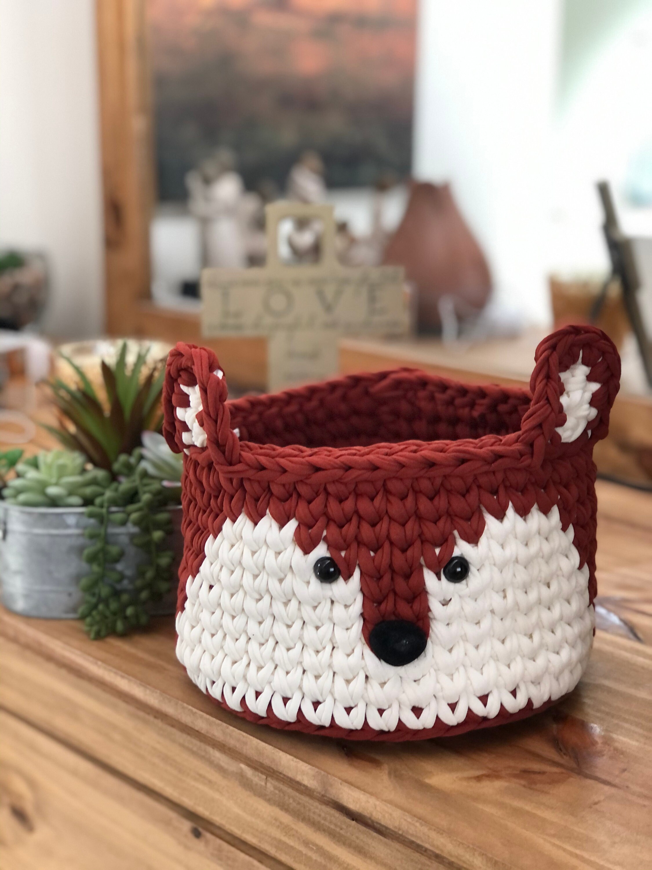 Rust Fox Basket Crochet Fox Basket Nursery Decor - Etsy
