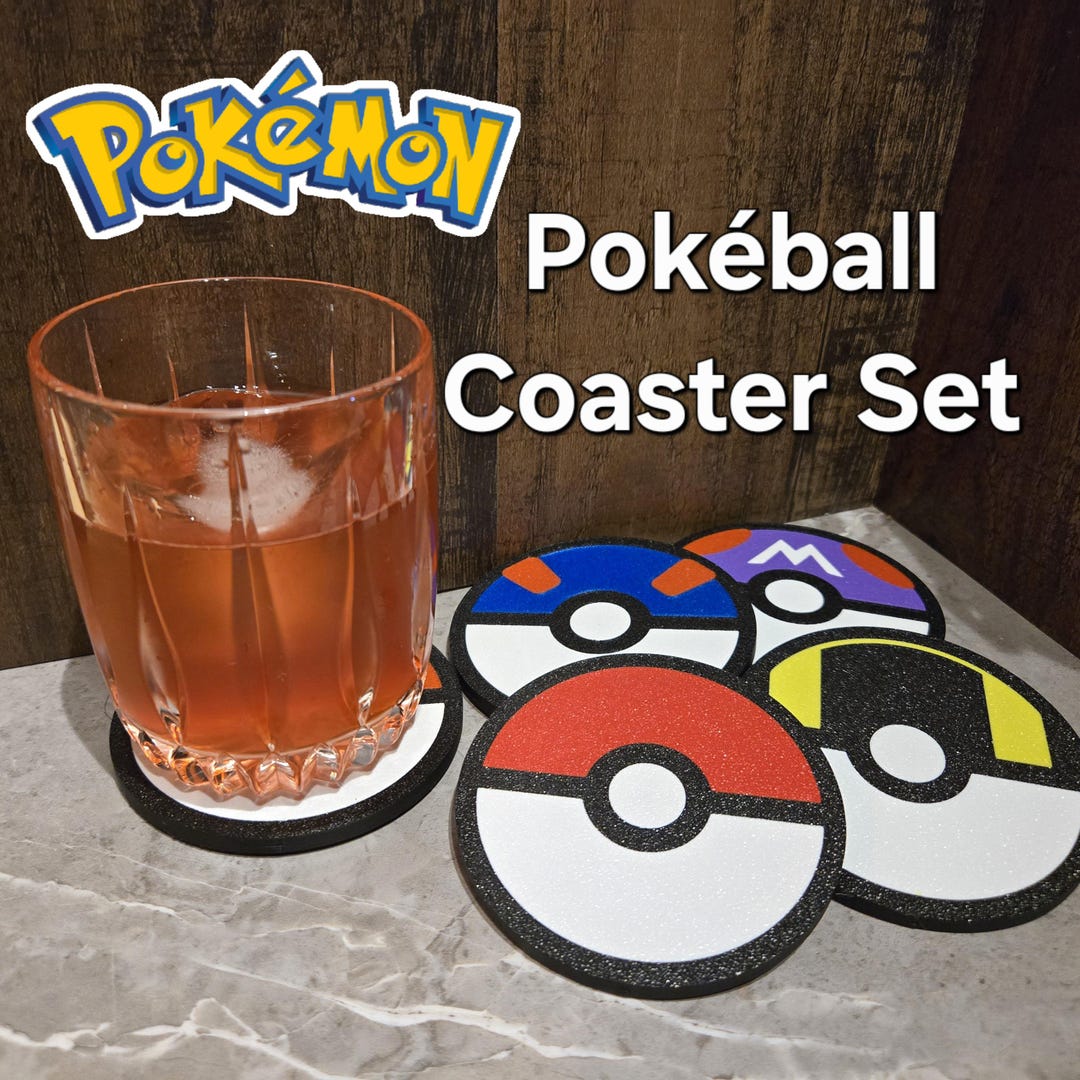 Pokeball Coaster Set, Pokemon 3D Printed Set of 4 or Variety Pack - Etsy