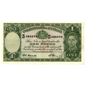 One Pound Commonwealth of Australia Banknote R 31 Coombs Watts ...