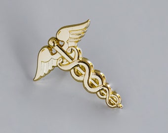 Gold Caduceus Lapel Pin CC599G Pharmacy Medicine Hospital - Etsy