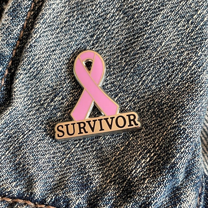 Pink SURVIVOR Ribbon Pin: Breast Cancer Awareness Gift - Etsy