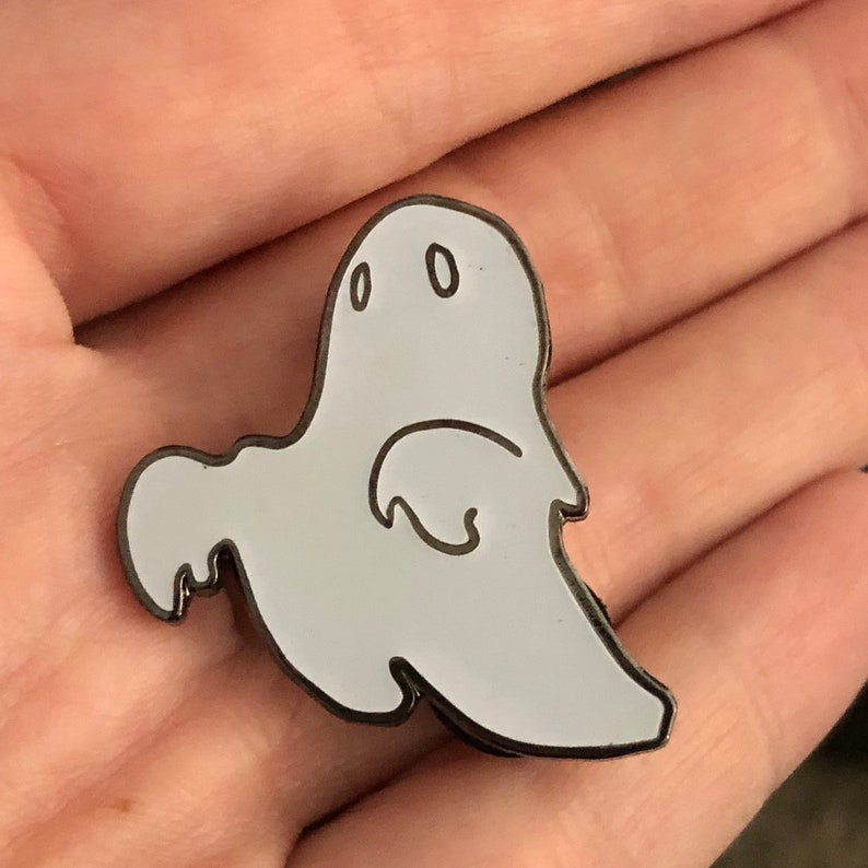 White Ghost glow in the dark enamel pin Halloween pins | Etsy
