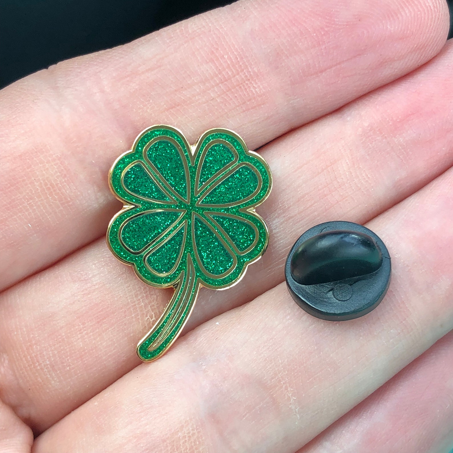 Small Glitter Shamrock Enamel Pin Lucky Shamrock Lucky | Etsy