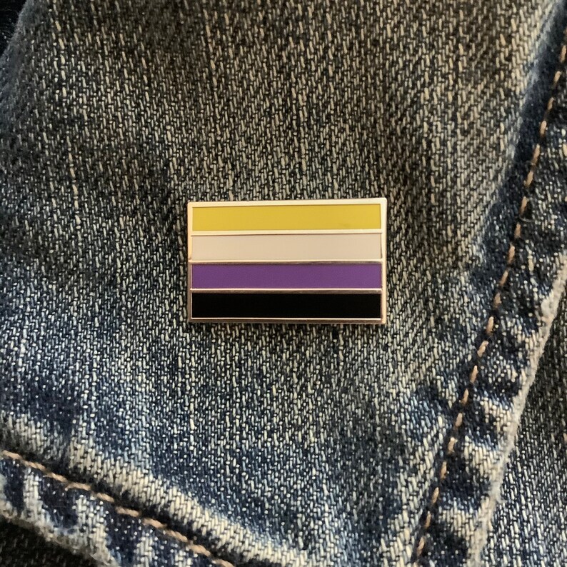 Nonbinary pride flag enamel pin genderqueer Androgyny | Etsy