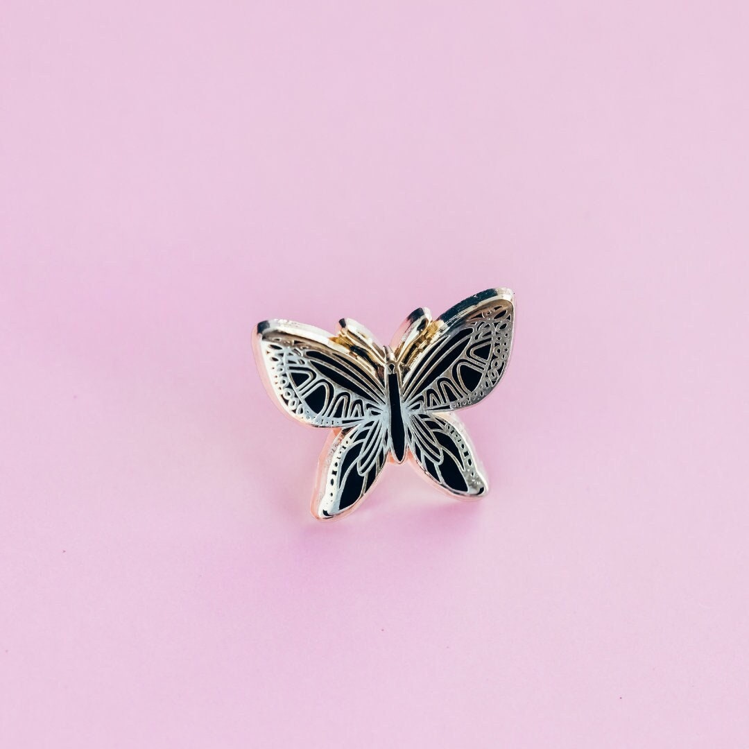 Black Butterfly Enamel Pin - Butterfly Pin, Butterflies, Lapel Pins ...