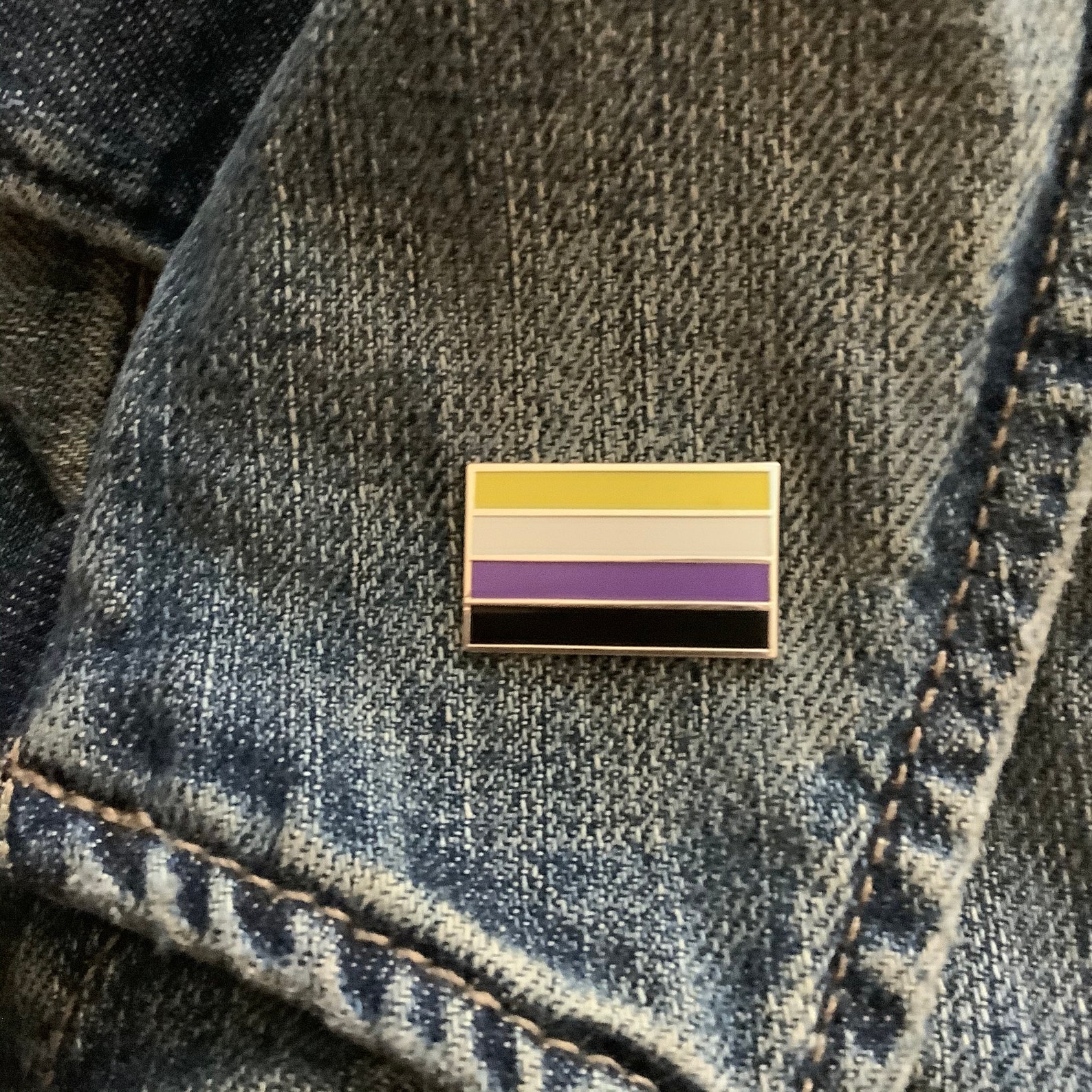 Nonbinary Pride Flag Enamel Pin Genderqueer Androgyny | Etsy