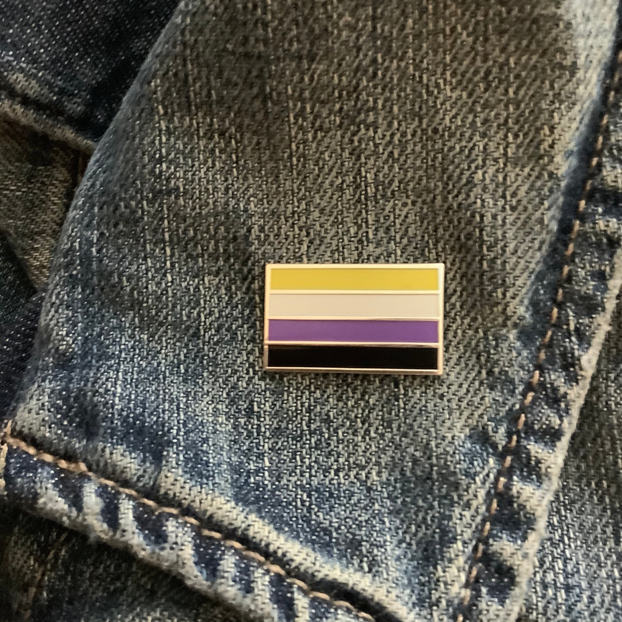 Nonbinary Pride Flag Enamel Pin Genderqueer Androgyny | Etsy