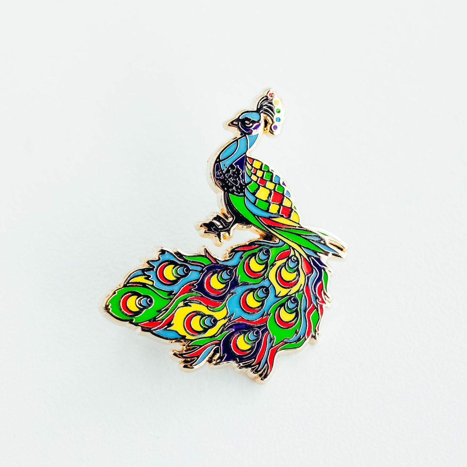 Rainbow Peacock Lapel Pin Enamel Pin Hard Enamel Animal - Etsy