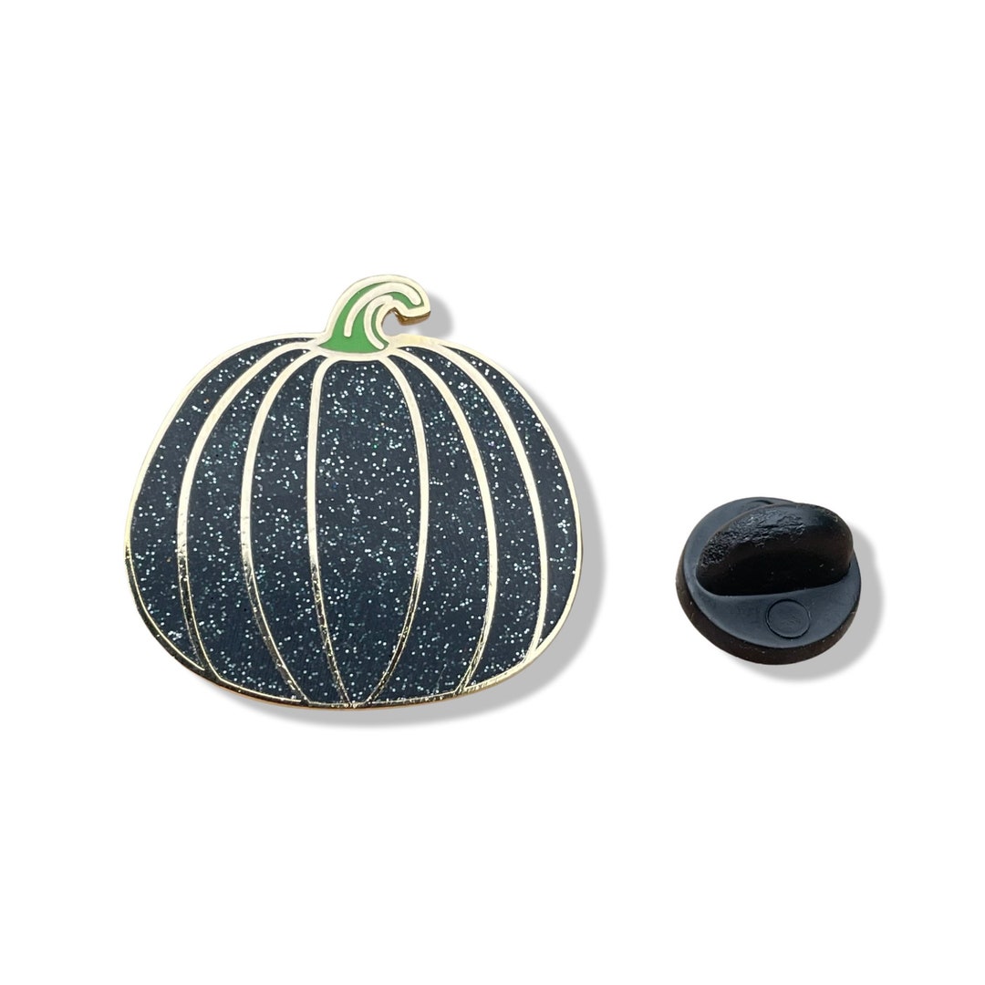 Black Glitter Pumpkin Enamel Pin: Halloween Flair - Etsy