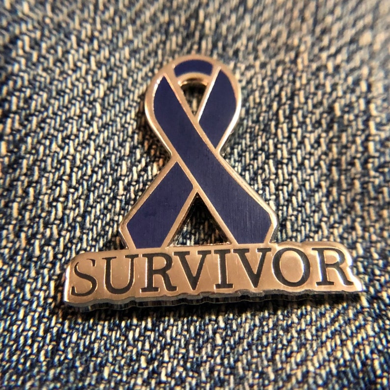 Navy SURVIVOR awareness ribbon pins Colitis Colon Cancer | Etsy