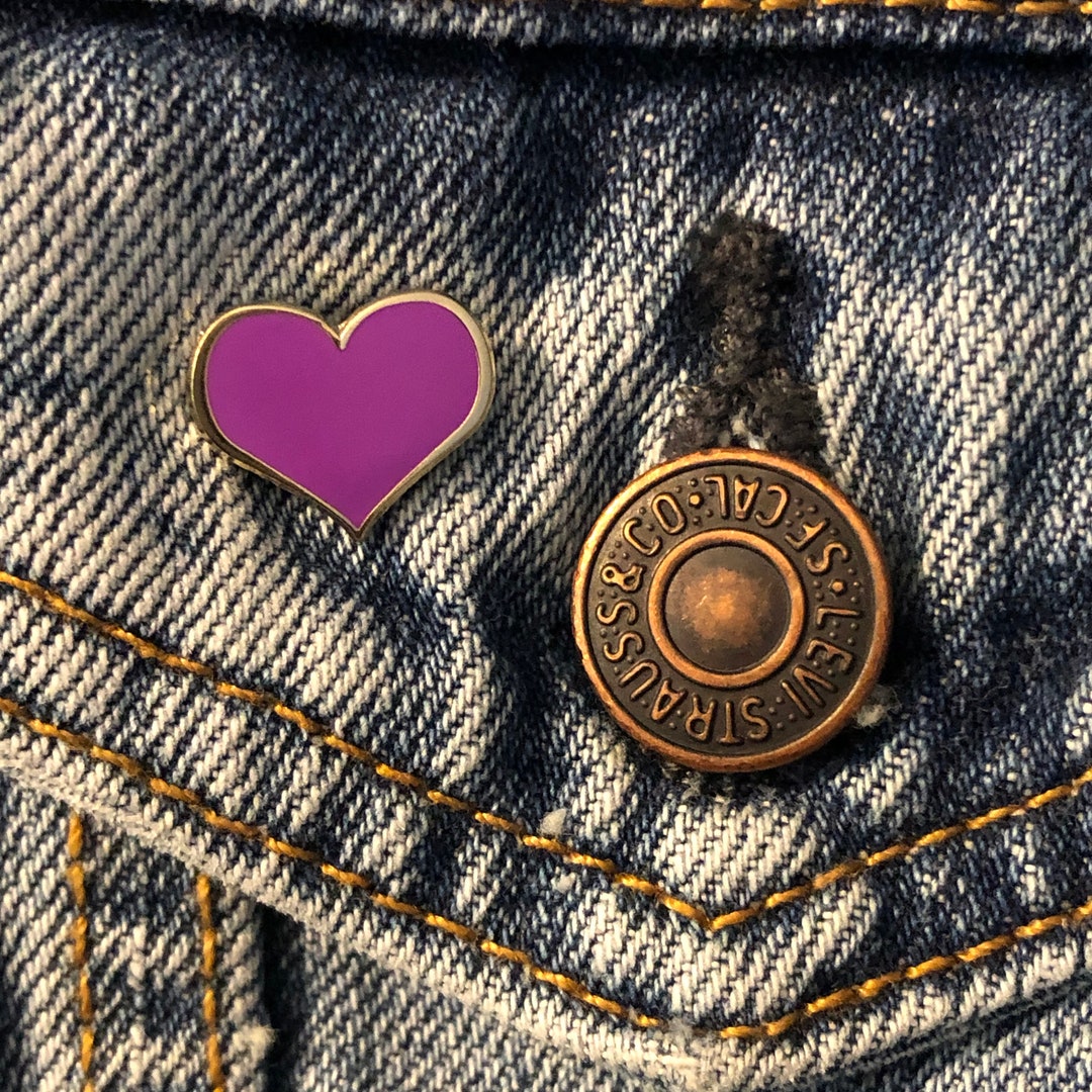 Tiny Purple Heart Enamel Pin - 0.50", Kawaii Pins, Lapel Pins, Enamel ...