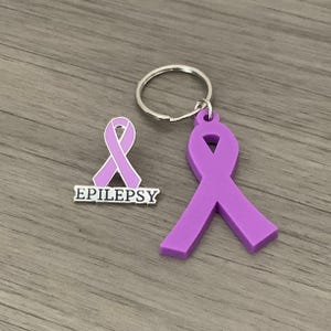 Epilepsy Awareness Ribbon Enamel Pin & Keychain Set - Etsy