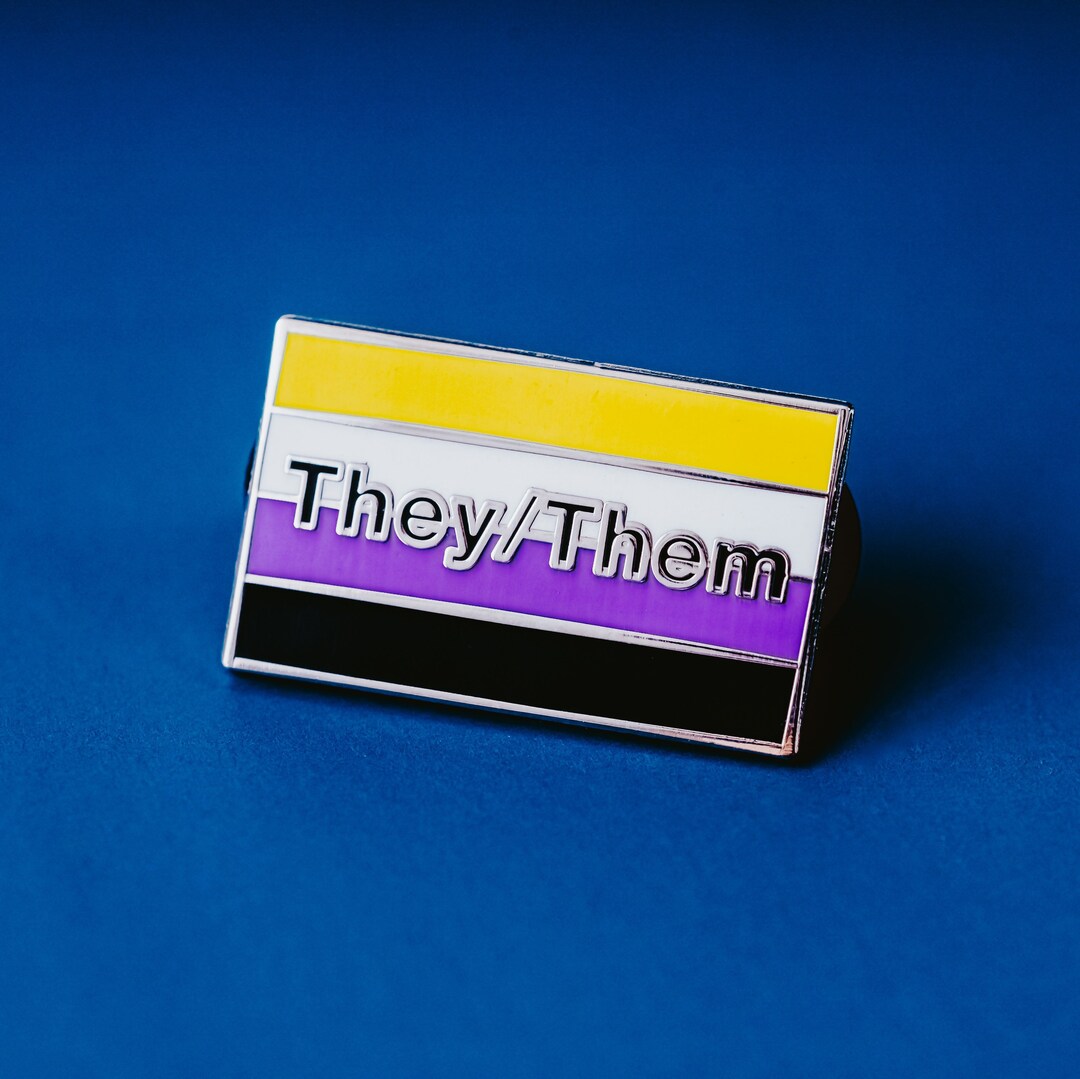Nonbinary Pride They/them Pronoun Flag Enamel Pin Genderqueer ...