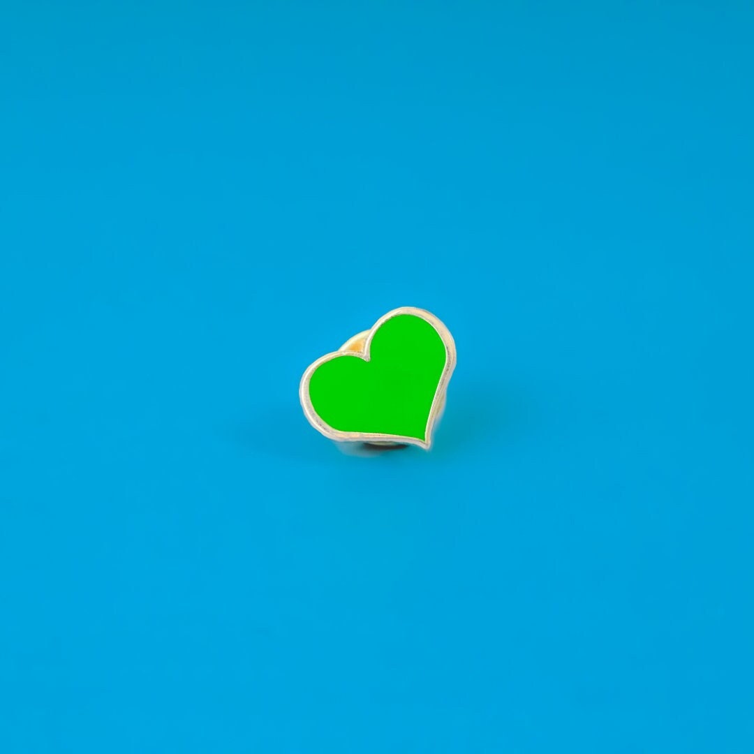 Kawaii Green Heart Enamel Pin (1/2", 3/4", 1") - Etsy