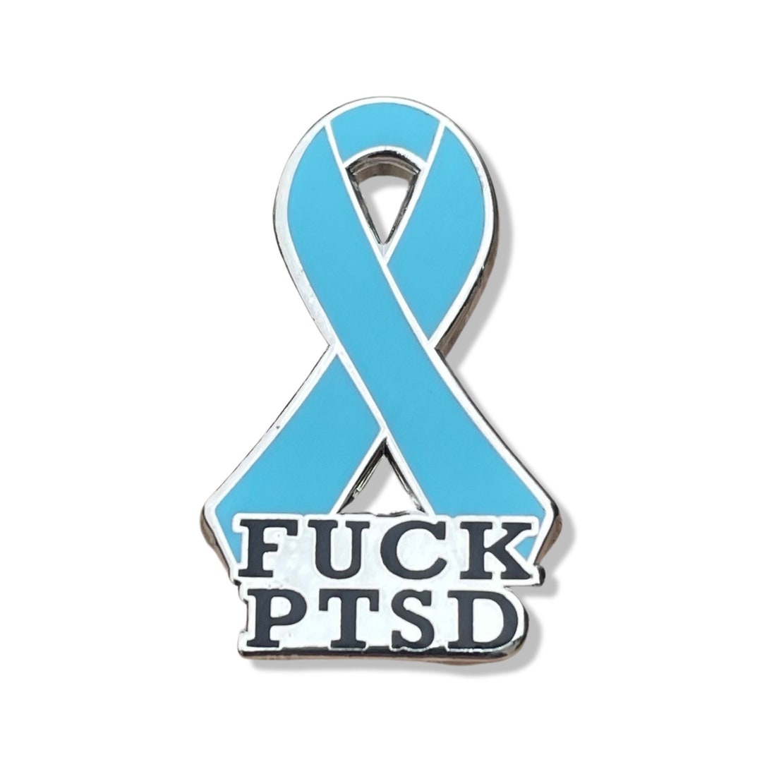 Fuck PTSD Ribbon Pins - Enamel Pins, PTSD, PTSD Survivor, Teal Ribbon ...