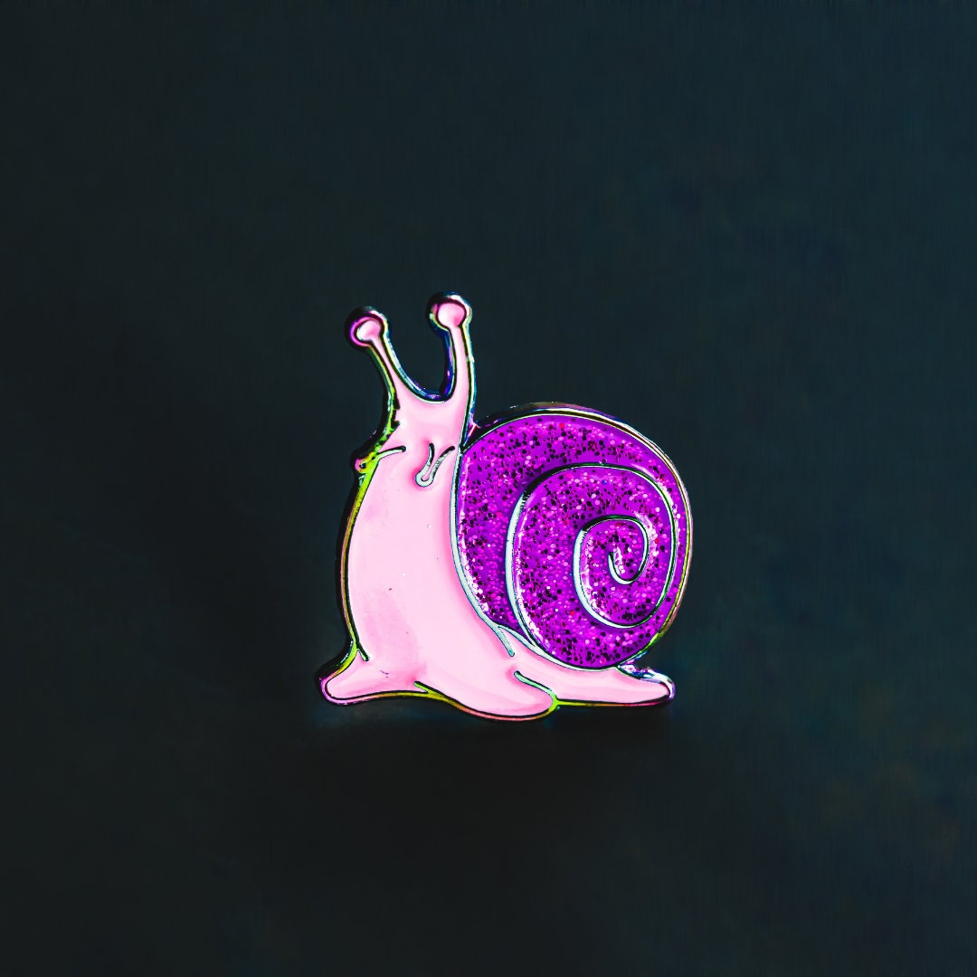 Pink and Purple Rainbow Snail Enamel Pin - 0.75", Kawaii Snail, Kawaii ...