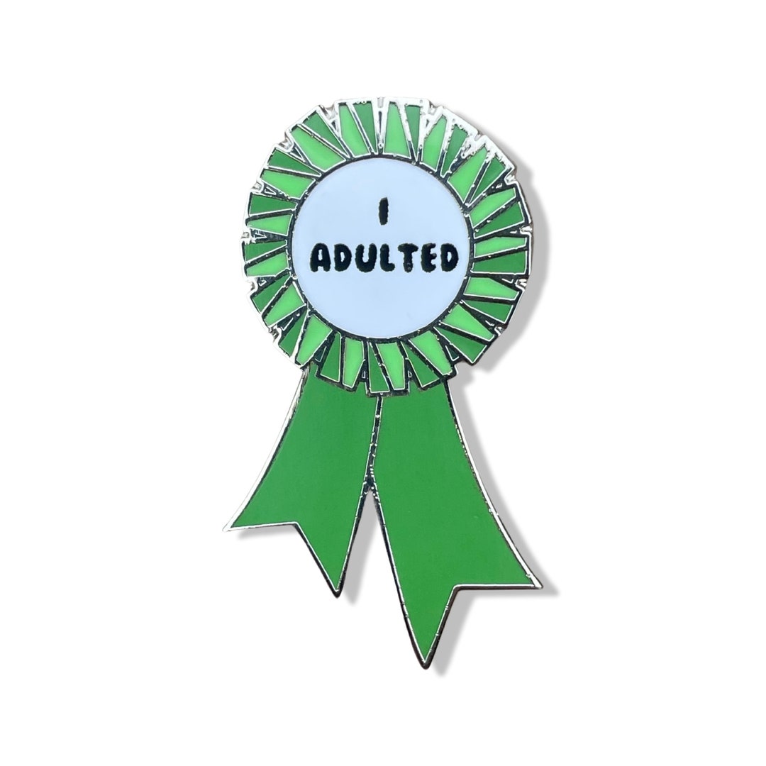 Green I ADULTED Award Ribbon - 1 Inch Hard Enamel, Single Post, Award ...