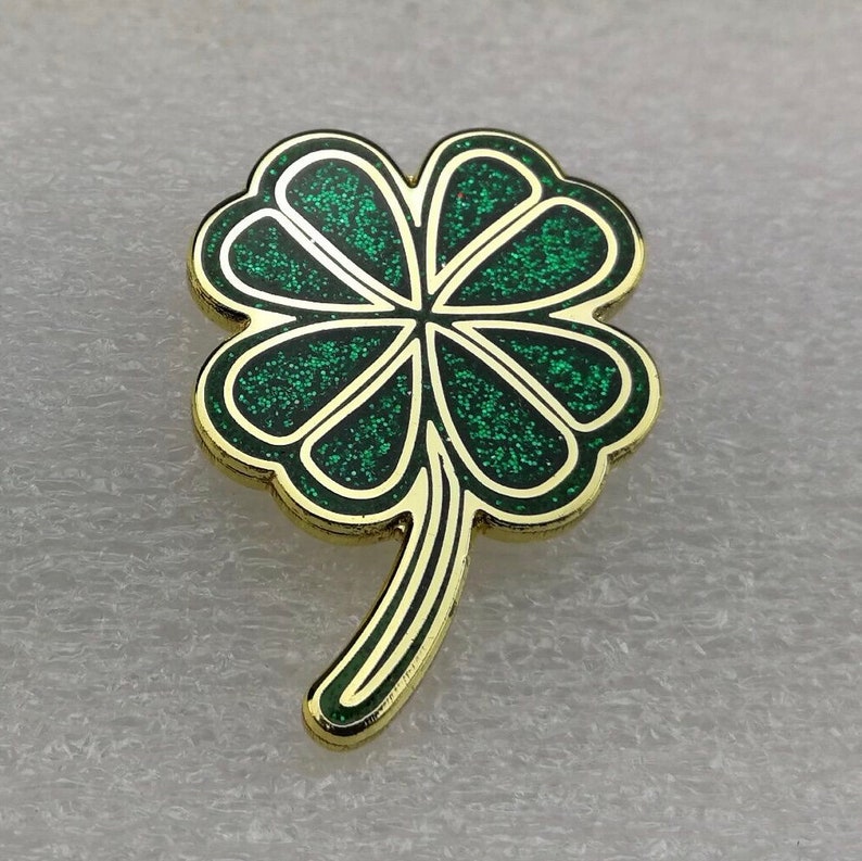 Shamrock With Glitter Enamel Pin Lucky Shamrock Lucky | Etsy