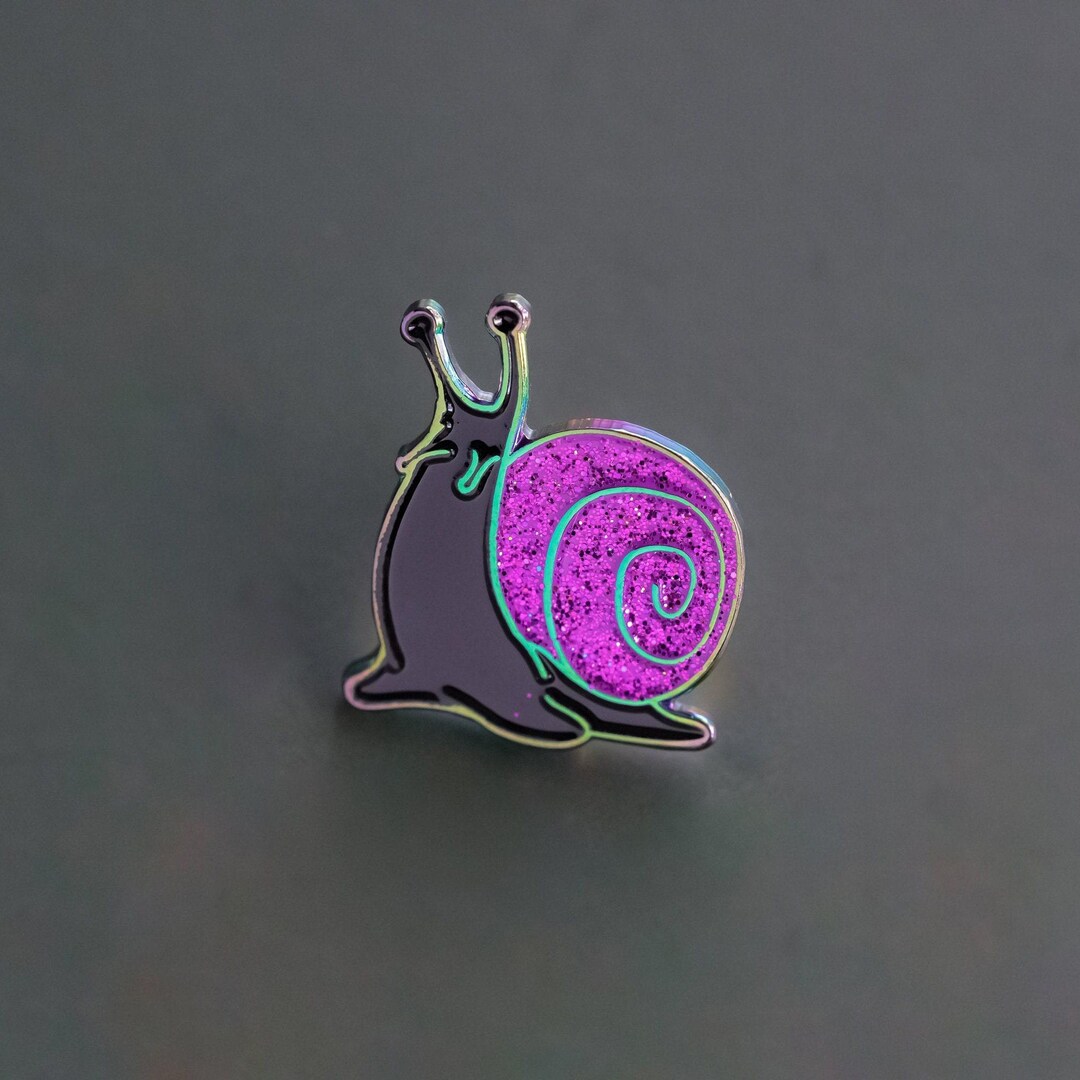 Roomba Snail Enamel Pin: Black Body, Glitter Shell - 0.75" - Etsy