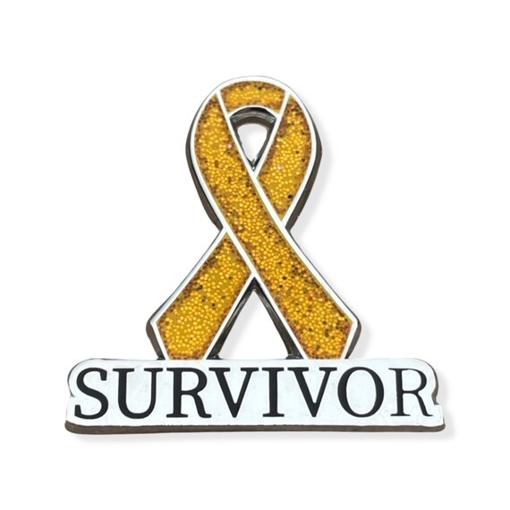 Gold Survivor Awareness Ribbon Enamel Pin V2 Childhood - Etsy