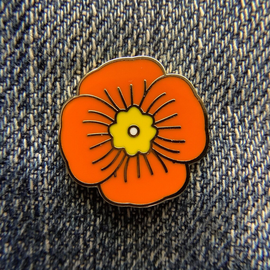 Orange poppy enamel pin poppy badge flower pin flower | Etsy