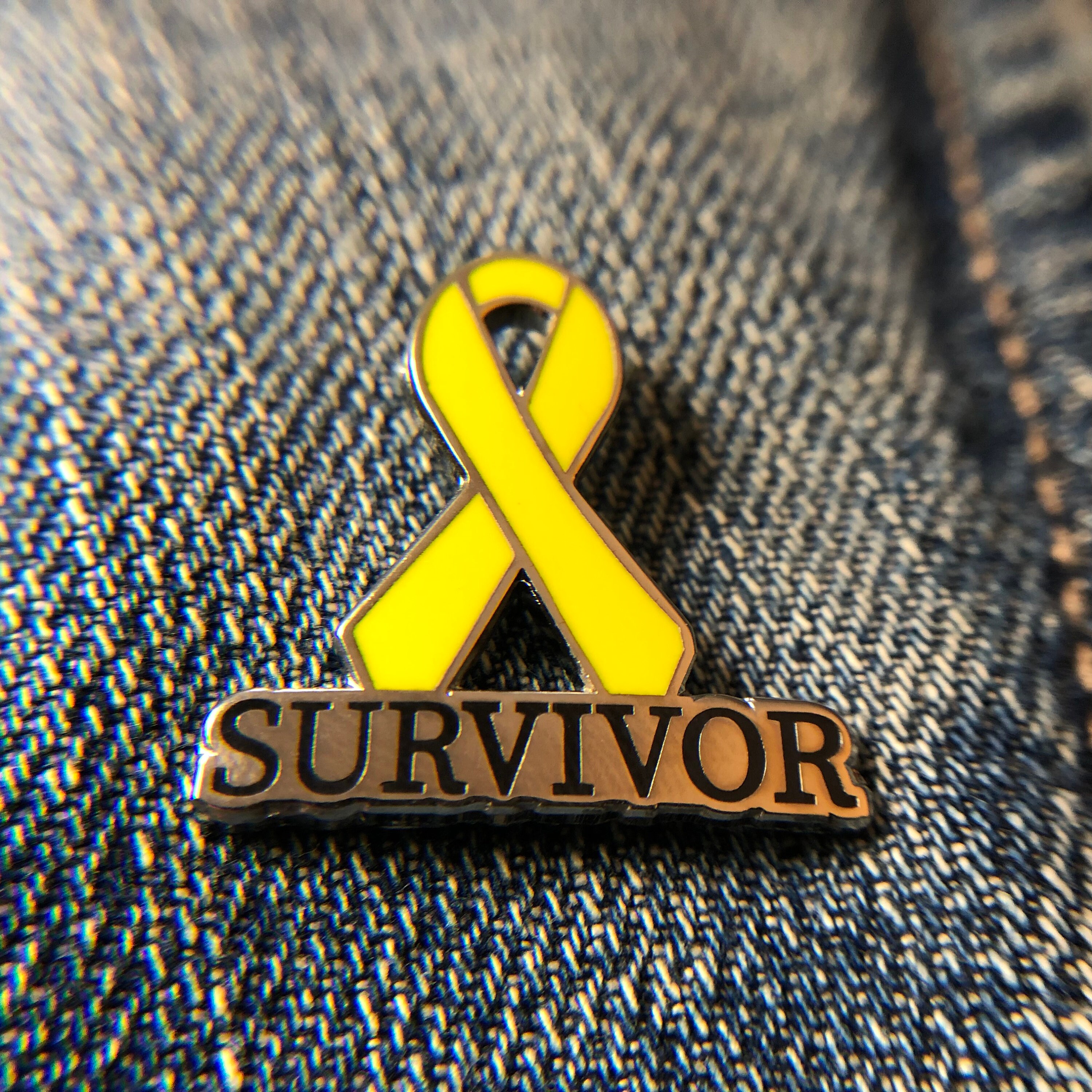 Yellow SURVIVOR awareness ribbon enamel pins endometriosis | Etsy