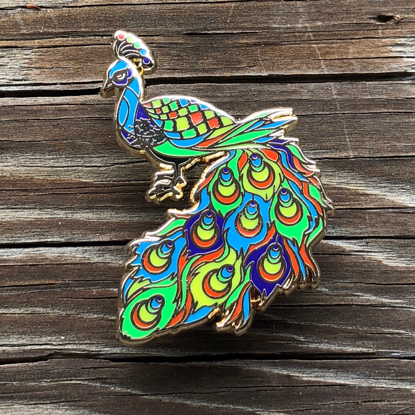 Rainbow Peacock Lapel Pin Enamel Pin Hard Enamel Animal - Etsy