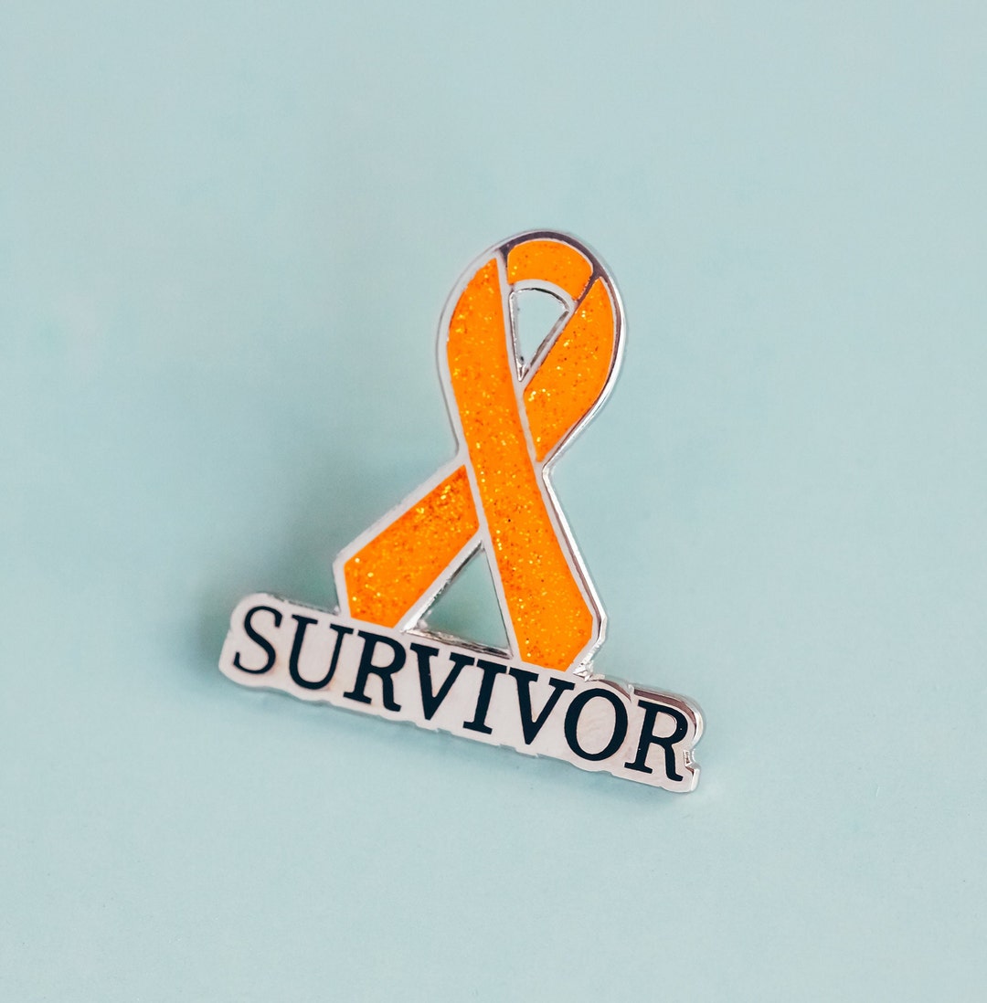 Orange Glitter SURVIVOR Awareness Ribbon Pins - Leukemia, Multiple ...
